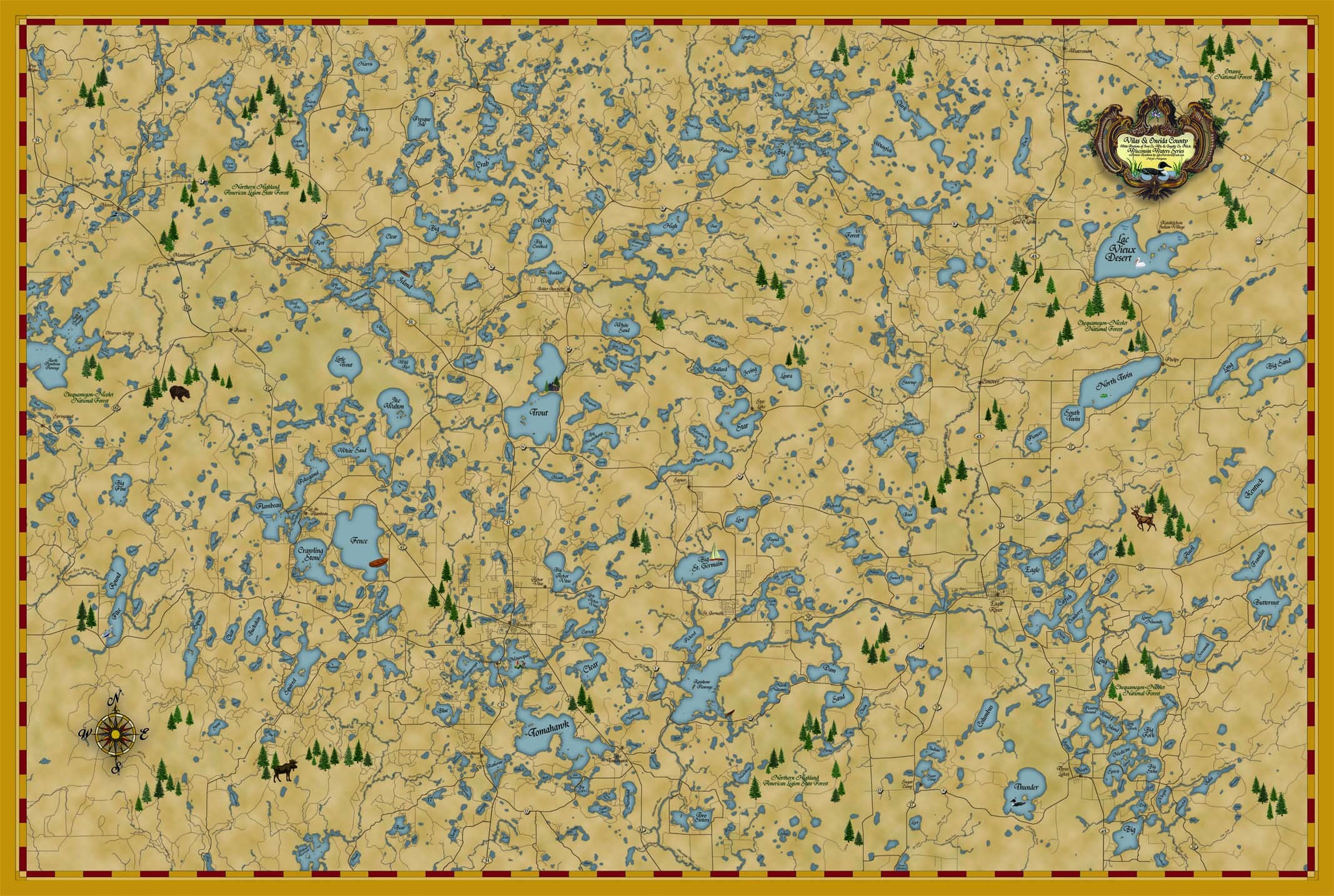 Larger Lake Maps on Paper - Etsy