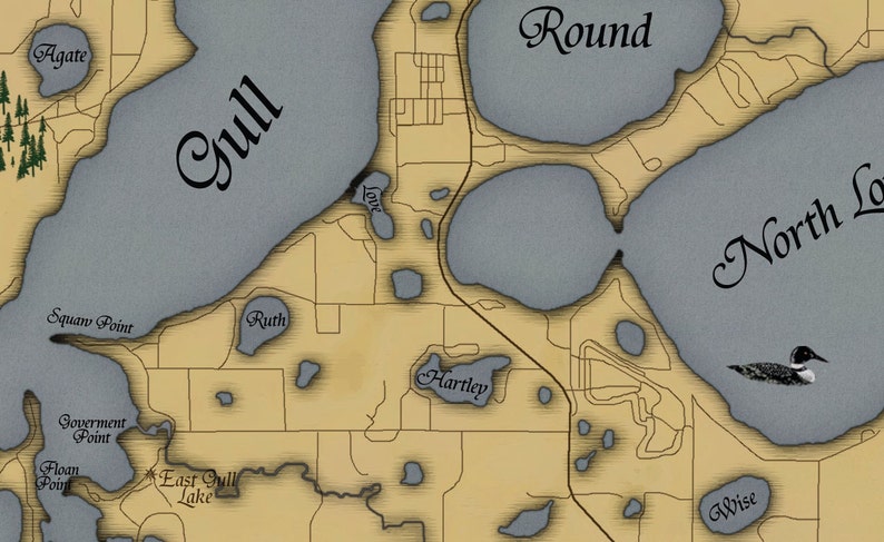 Lake Map, Cass County, Crow Wing County, Aitkin County, Minnesota Lakes ...