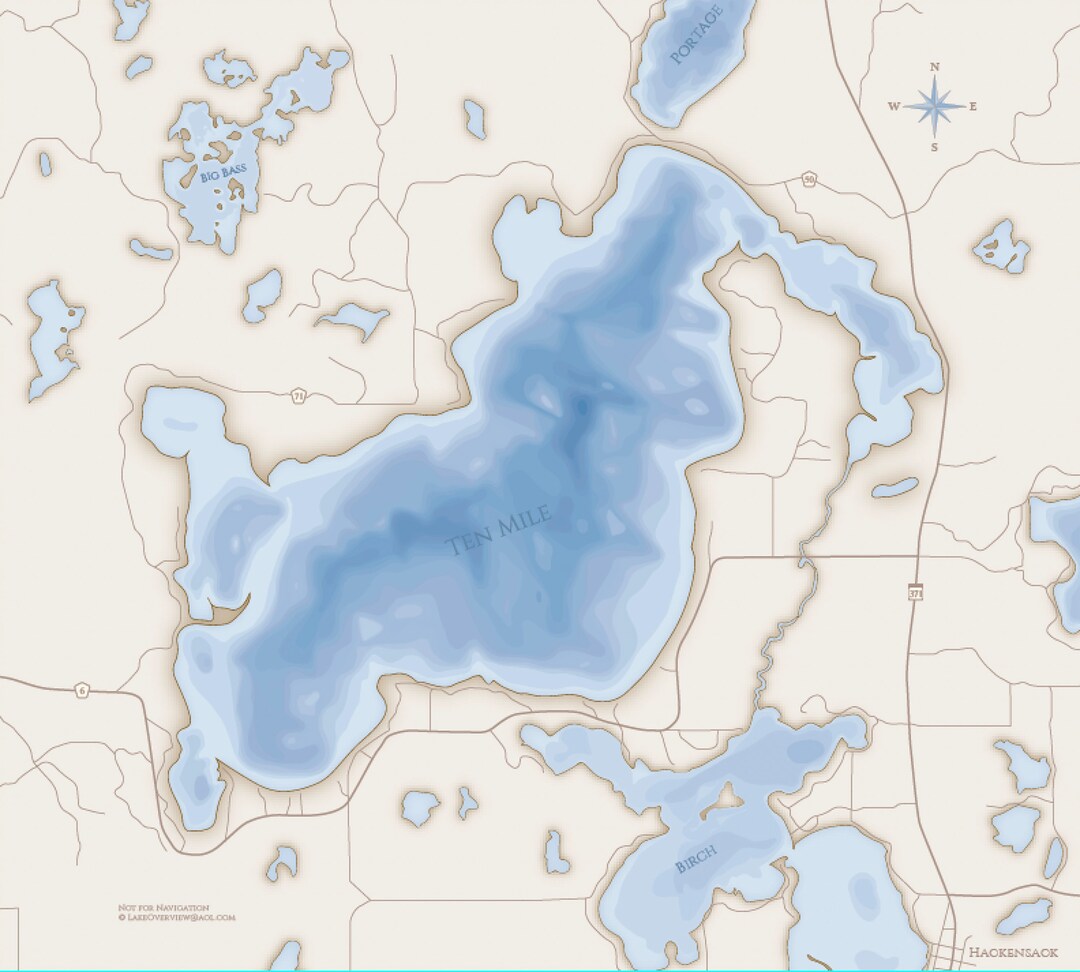 Ten Mile Lake Map Canvas - Etsy