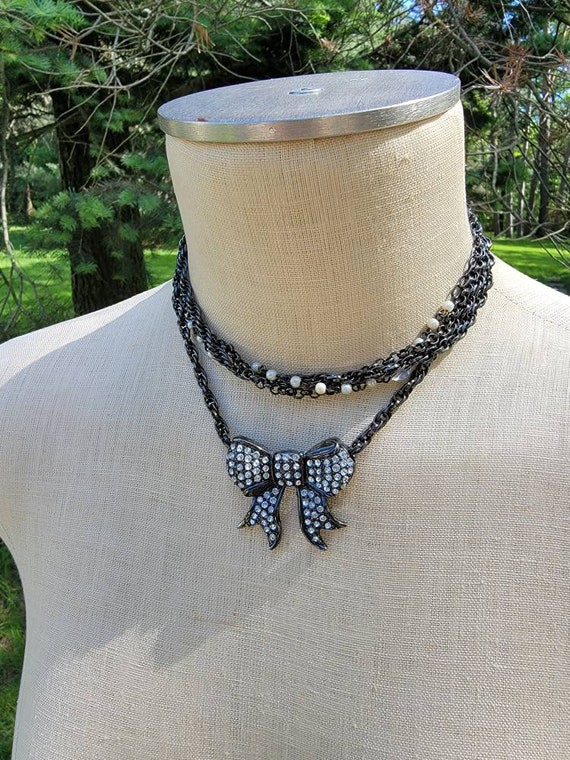 Black and Pewter Beaded Necklaces Jewelry Set #A08; S… - Gem