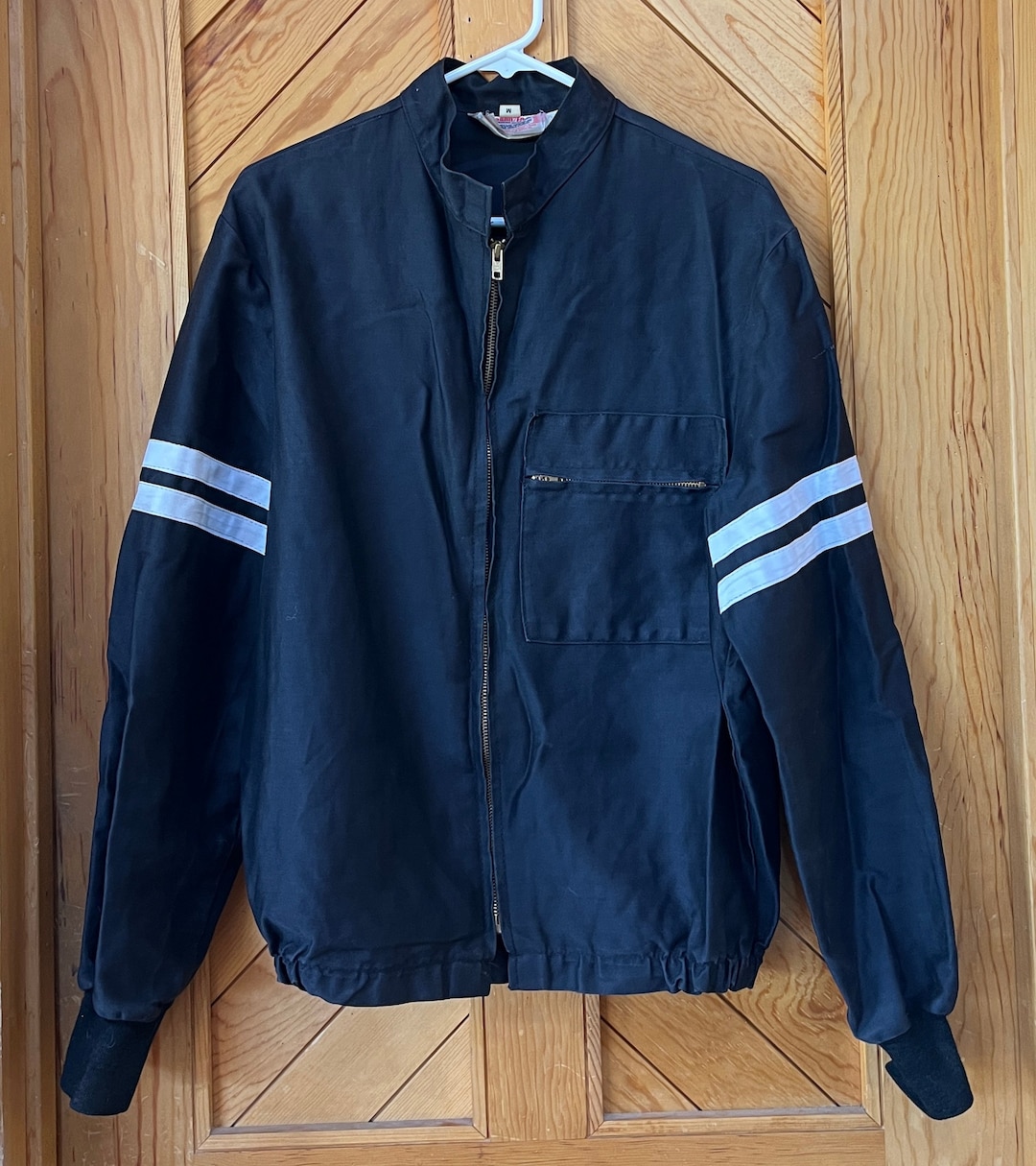 Rare Vintage Mechanic Jacket Racing Stripes Punk Grunge Utility Black ...