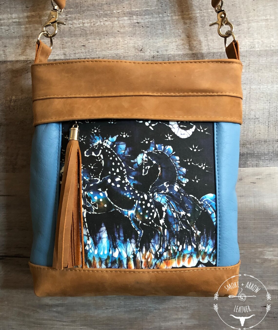 Redrock Divine Sky Blue Leather Batik Crossbody Bag - Etsy
