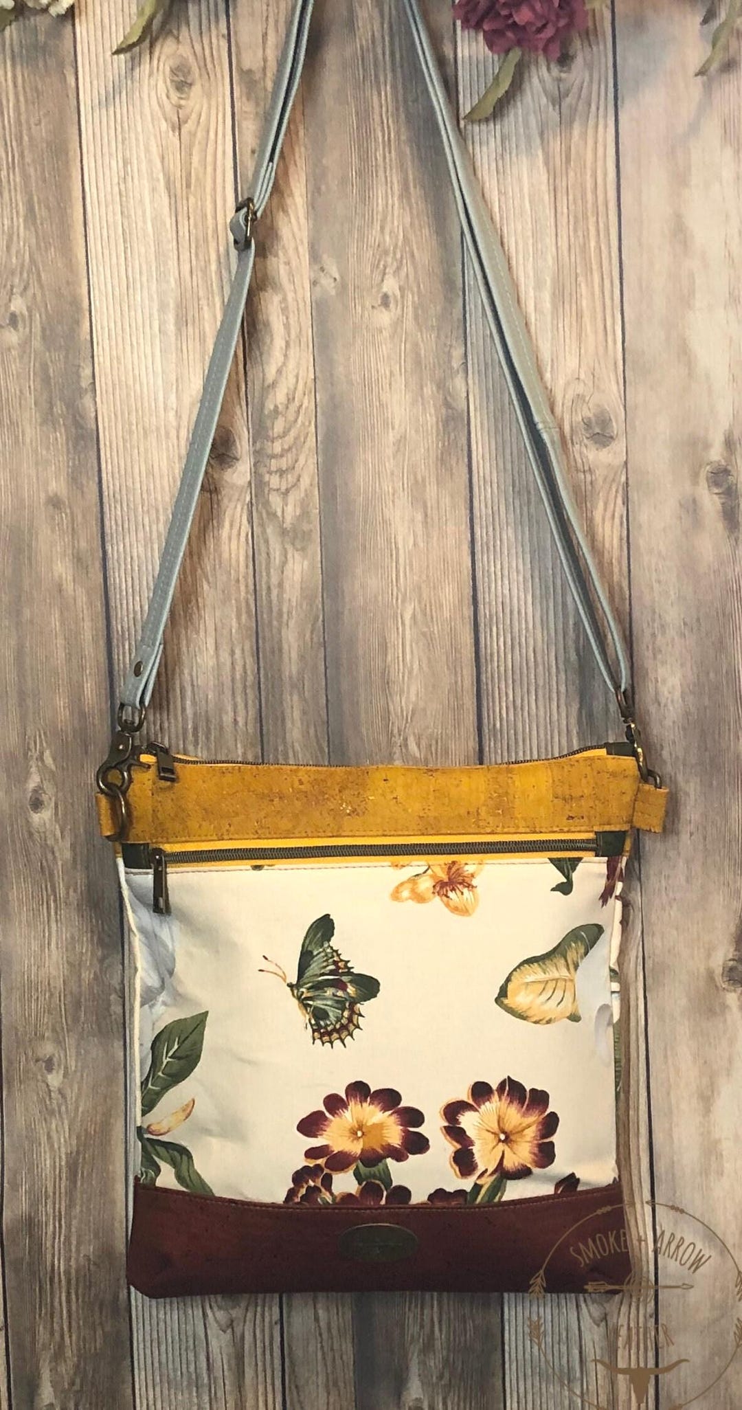 Retro Vintage Fabric and Spanish Cork Hobo Crossbody + Pouch - Etsy