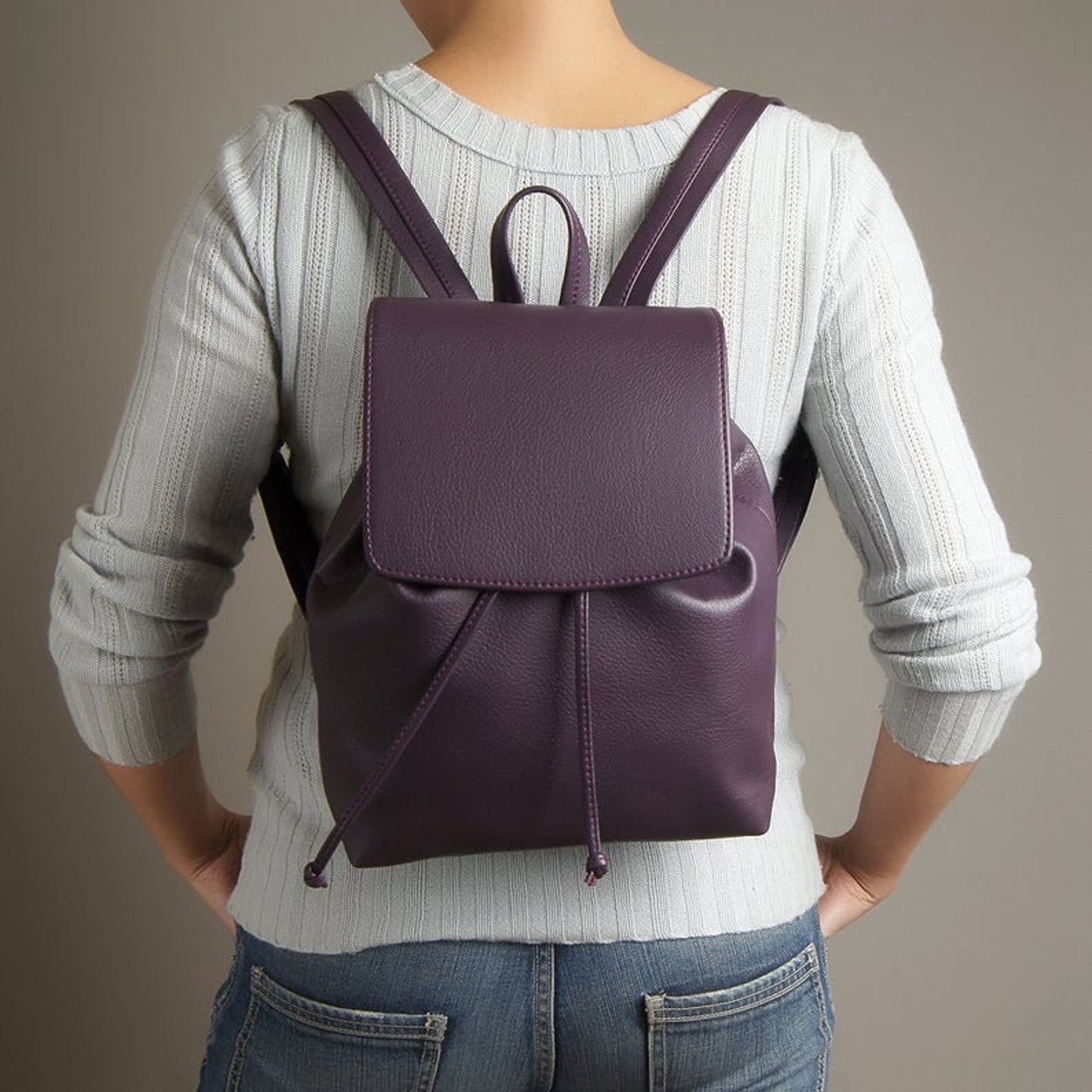 Beige Eco Leather Backpack Vegan Leather Backpack Backpack | Etsy