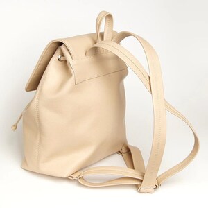 Beige Eco Leather Backpack, Vegan Leather Backpack, Backpack Purse ...