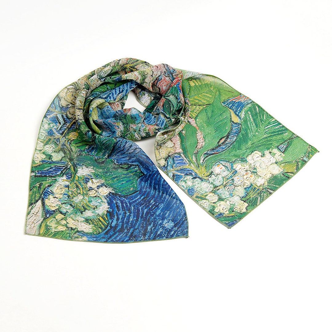 Van Gogh Scarf Women Boho Scarf Art Teacher Gift Floral Print Silk ...