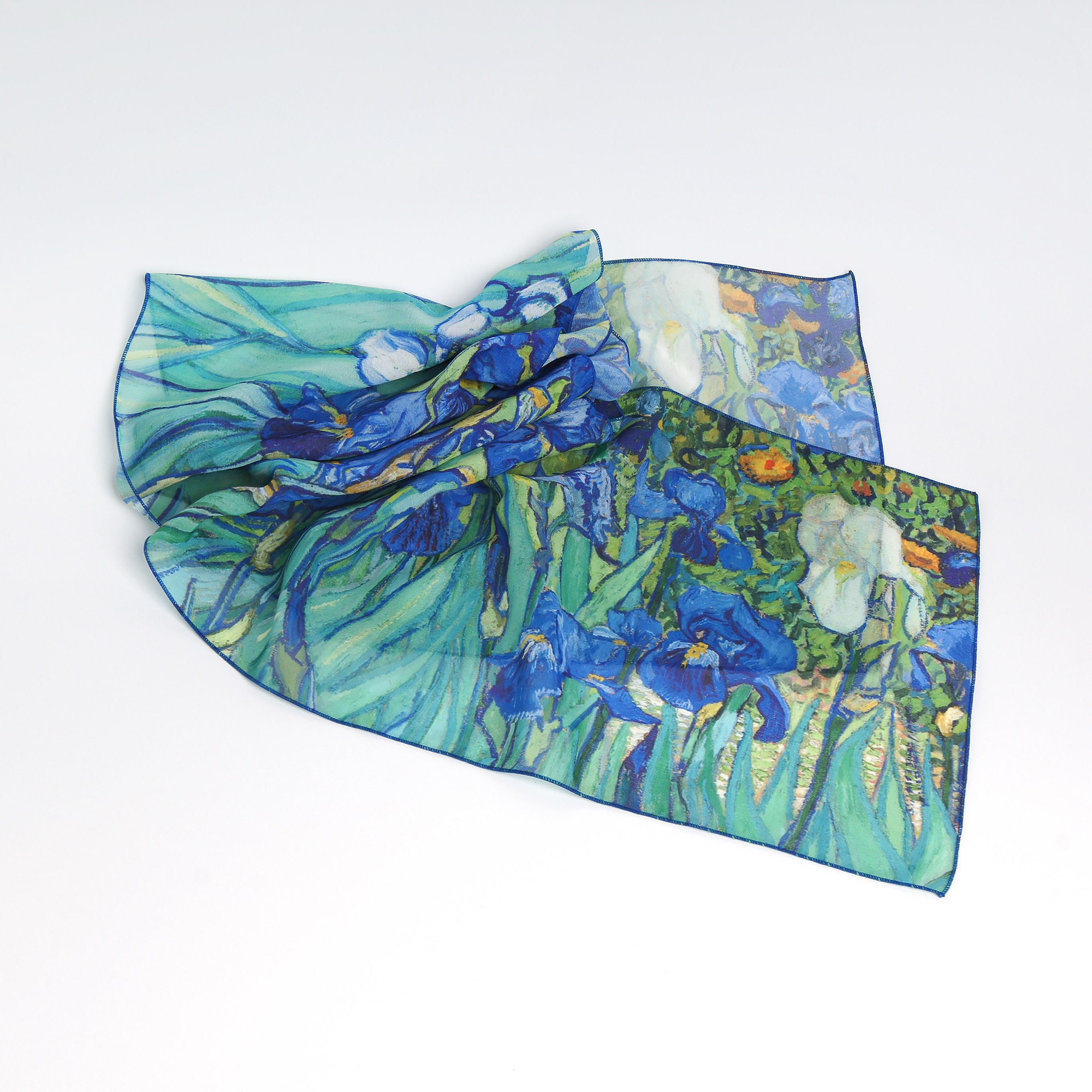 Blue Irises scarf Van Gogh shawl Floral print scarf Chiffon | Etsy