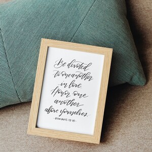 Bible Verse Wall Art / Be Devoted to One Another in LOVE / Scripture ...