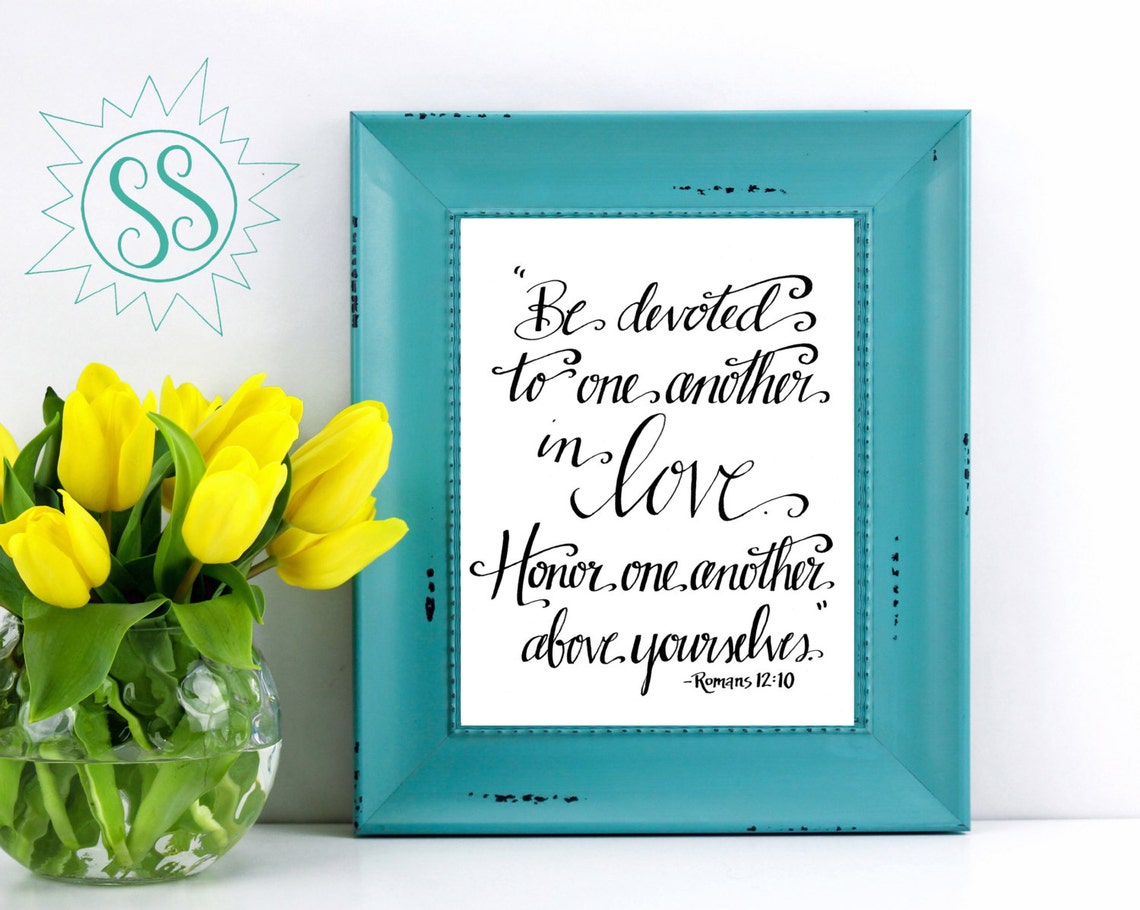 Bible Verse Wall Art / Be Devoted to One Another in LOVE / - Etsy