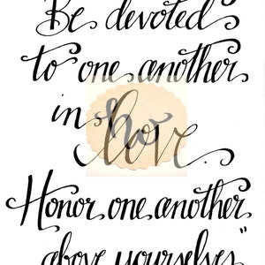 Bible Verse Wall Art / Be Devoted to One Another in LOVE / - Etsy
