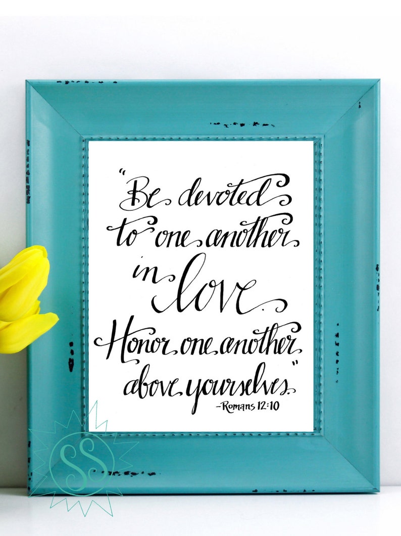 Bible Verse Wall Art / Be Devoted to One Another in LOVE / - Etsy