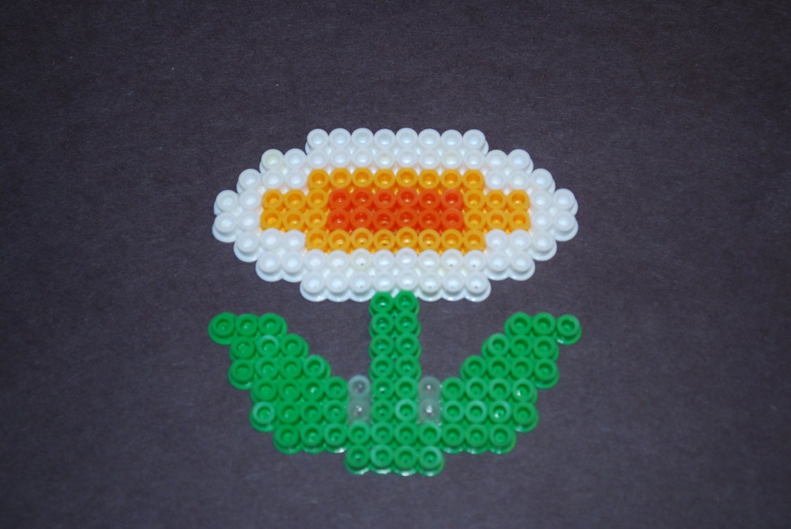 Fire Flower From Super Mario Bros Perler Bead Art - Etsy