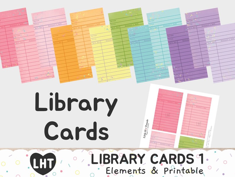 Pastel Blank Library Card Digital Elements and Printable, Pastel ...