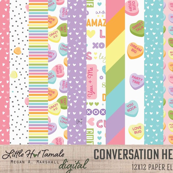 Heart Digital Paper - Etsy