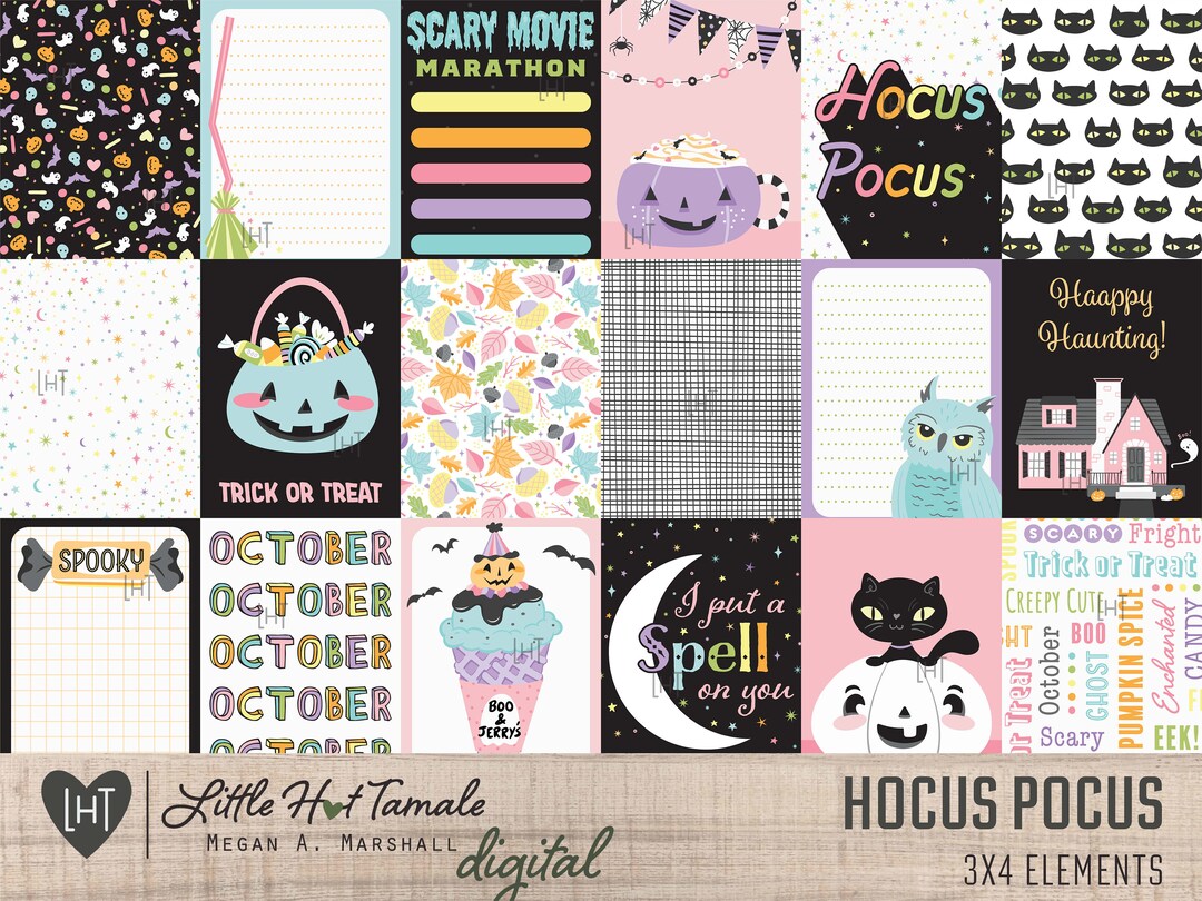 Hocus Pocus 3x4 Clipart Elements & Bonus Letter Size Printable - Etsy ...