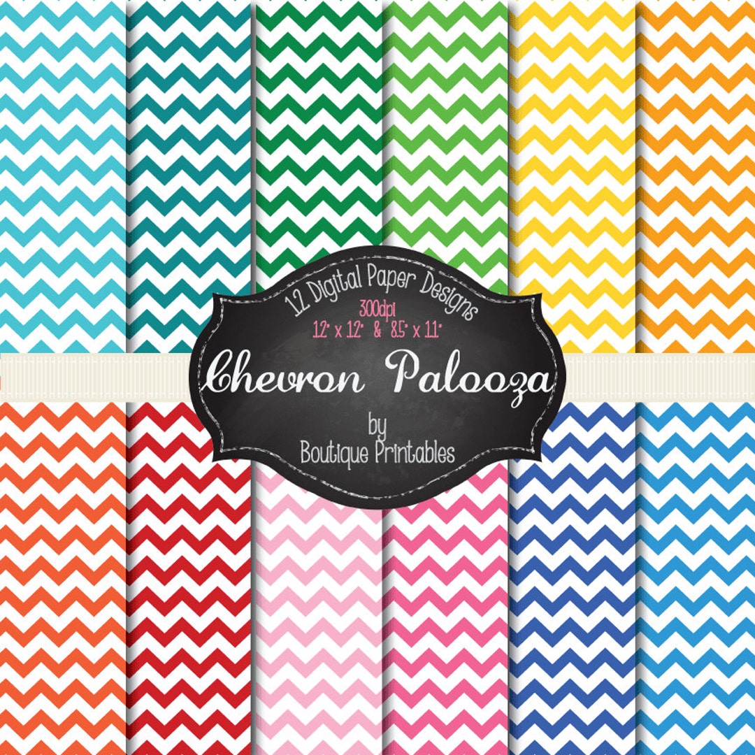 Chevronapalooza Rainbow Chevron Digital Papers 12x12 and - Etsy