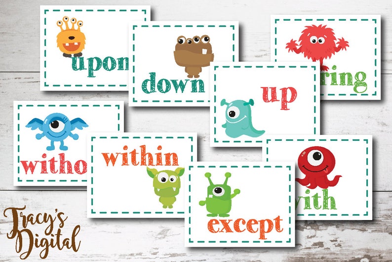 Preposition Flash Cards Easy Grammar Method Printable - Etsy