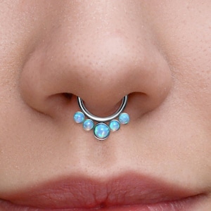Septum Ring Titanium Septum Jewelry With Opal Stones Daith Earring ...