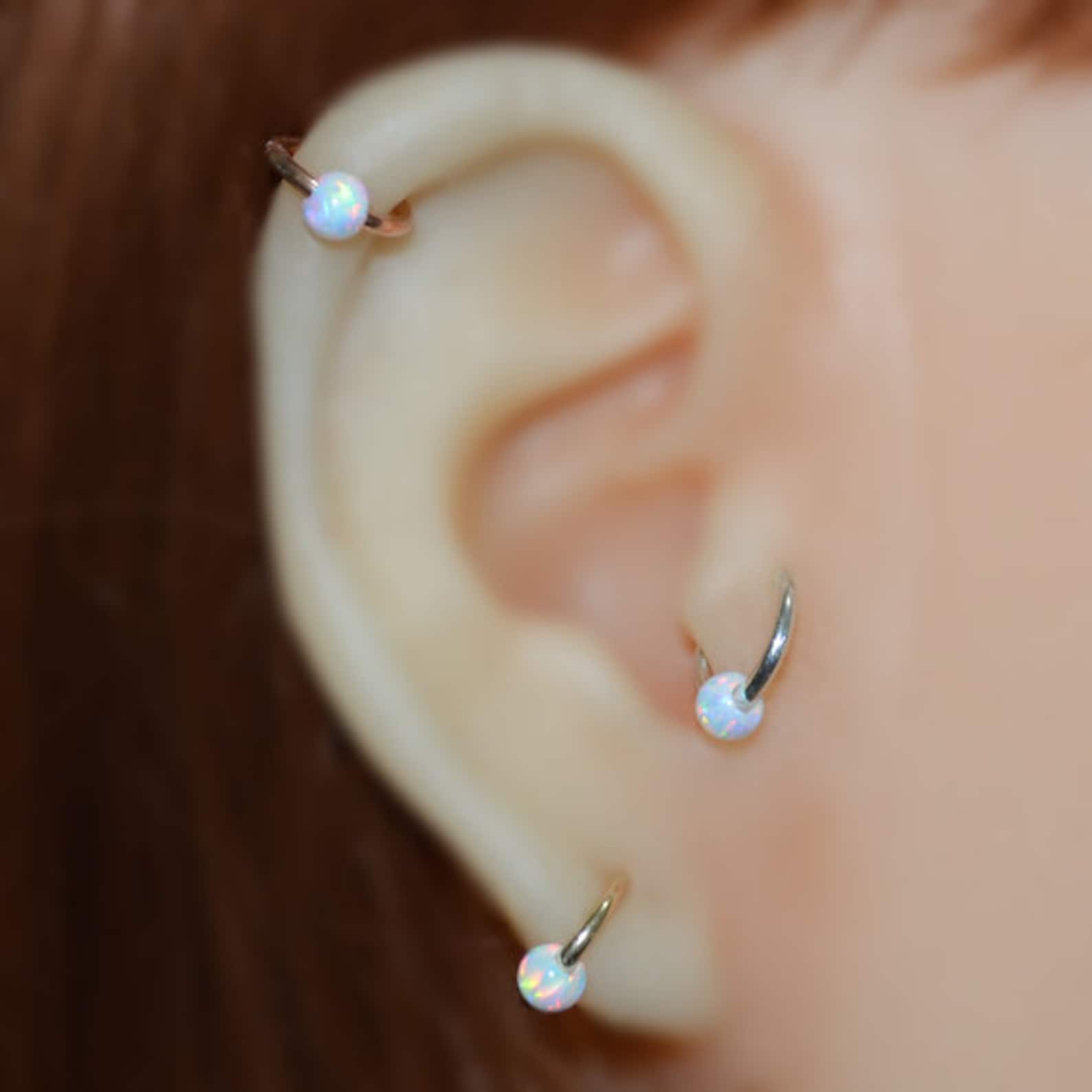 Gold Septum Ring 4mm Opal Septum Piercing 16 Gauge Nose - Etsy