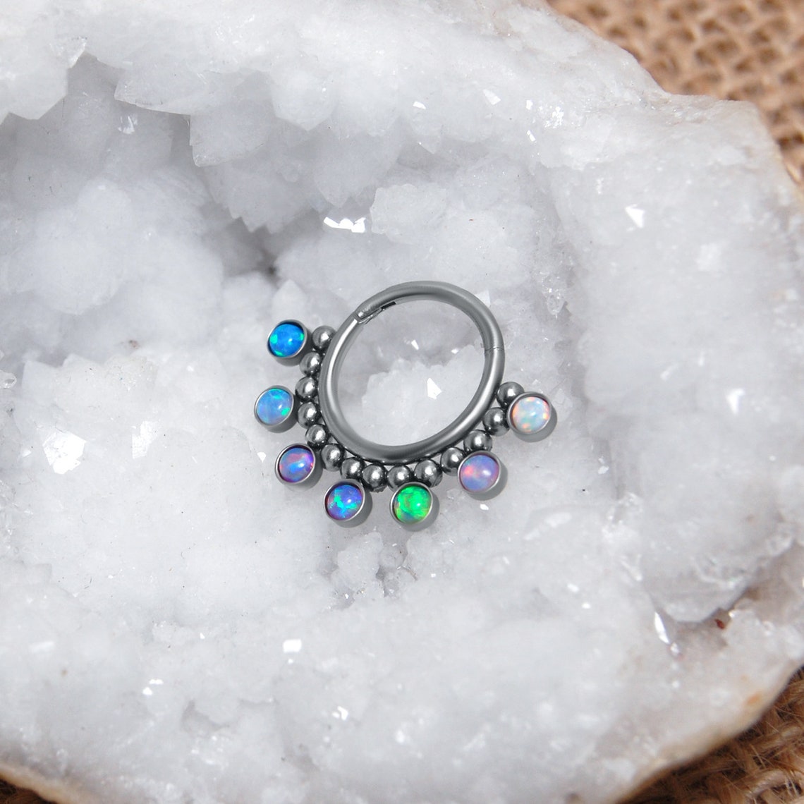 Septum Ring Surgical Steel - Septum Jewelry With Opal Stones - Daith ...