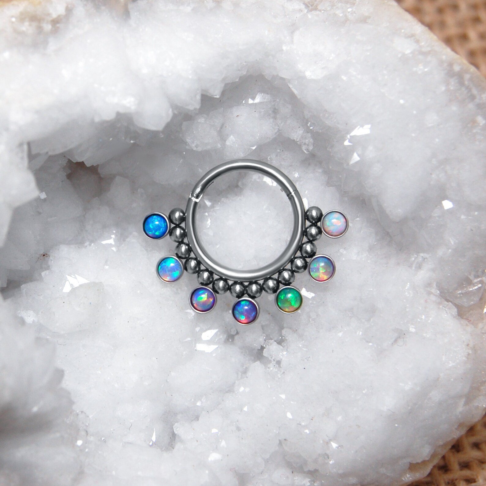 Septum Ring Surgical Steel - Septum Jewelry With Opal Stones - Daith ...