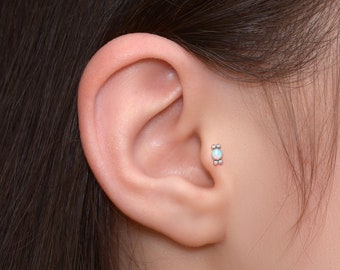 Helix Earring Internally Threaded Labret for Tragus Piercing Cartilage Jewelry Surgical Steel Conch Stud Opal Body Piercing Etsy