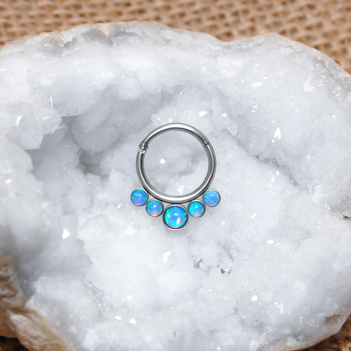 Septum Ring Titanium Septum Jewelry With Opal Stones Daith - Etsy