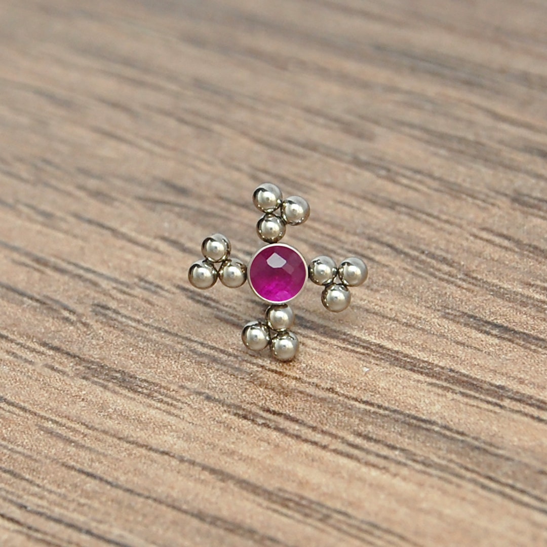 Surgical Steel Nose Earring - Nose Stud With Ruby Stone - Nose Piercing ...