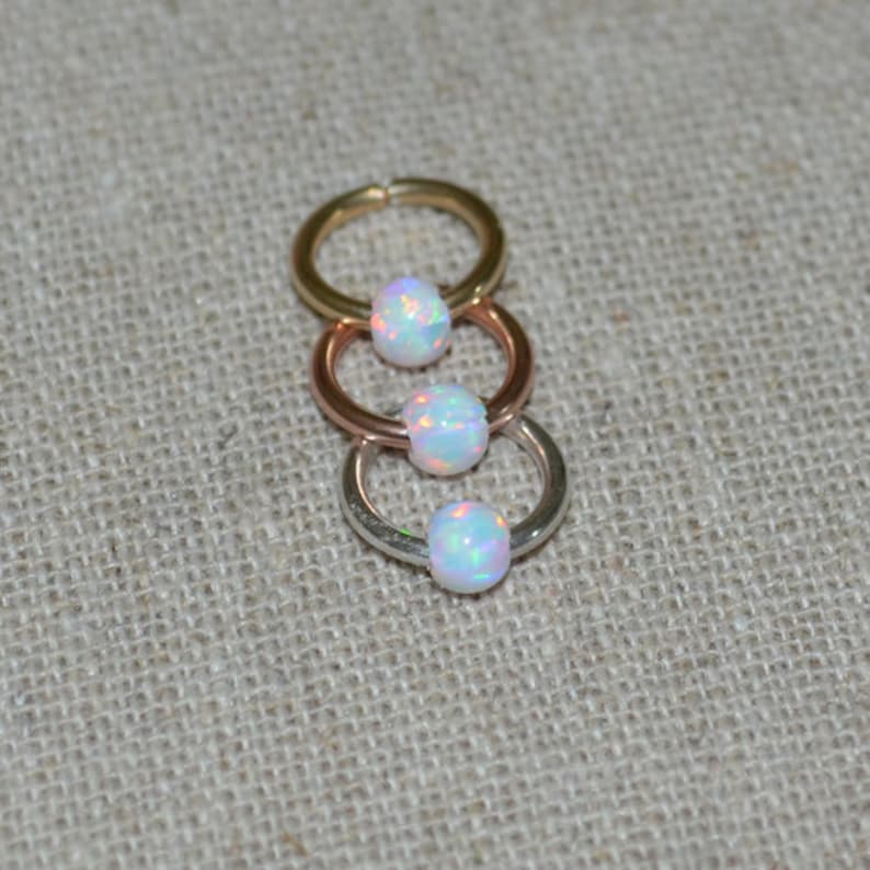 Gold Septum Ring 4mm Opal Septum Piercing 16 Gauge Nose - Etsy