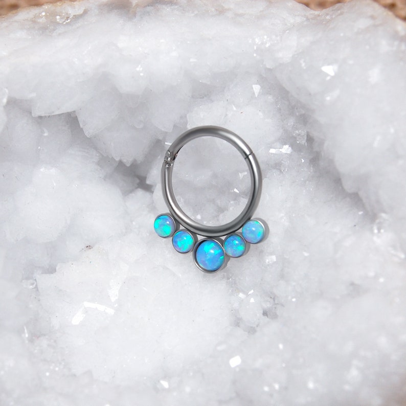 Septum Ring Titanium Septum Jewelry With Opal Stones Daith - Etsy