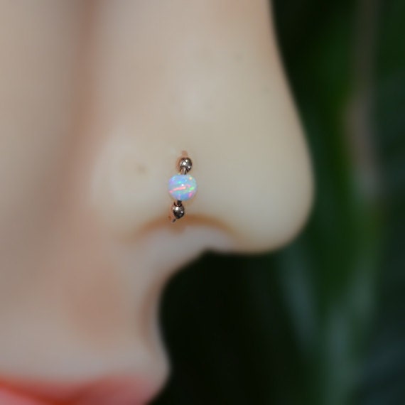 3mm Opal Septum Cuff - Silver Fake Septum Ring - Nose Cuff - Fake Helix ...