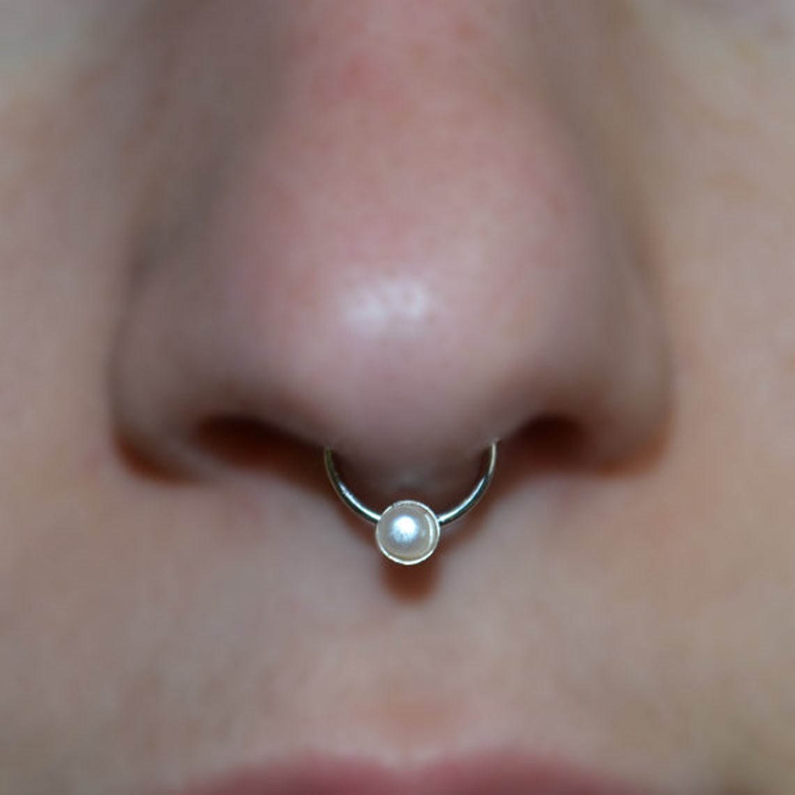 Septum Ring Silver Nose Ring 3mm Fresh Water Pearl Helix - Etsy