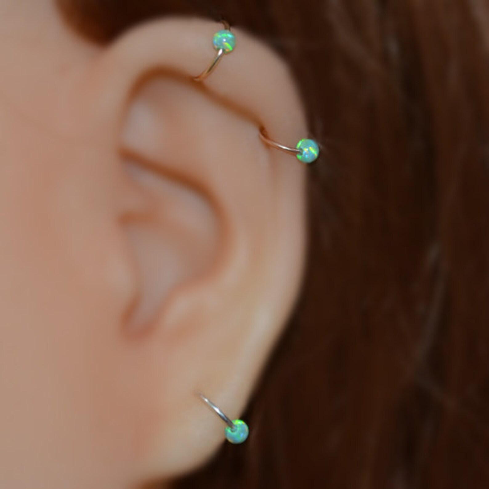 Silver Nose Ring 20g - Tragus Ring 3mm Opal - Forward Helix Earring ...