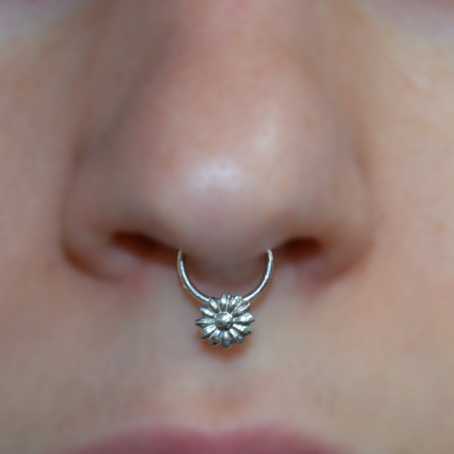 6mm Flower Septum Ring Silver Nose Ring Helix Earring - Etsy