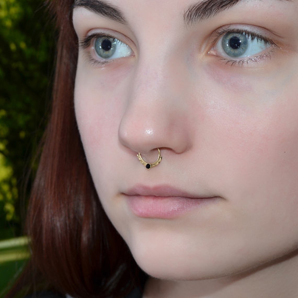 Gold Septum Ring 2mm Onyx Septum Piercing 20 Gauge Nose - Etsy