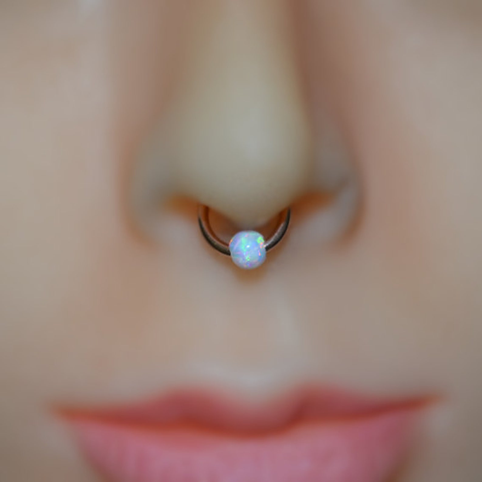 Gold Septum Ring 4mm Opal Septum Piercing 16 Gauge Nose - Etsy