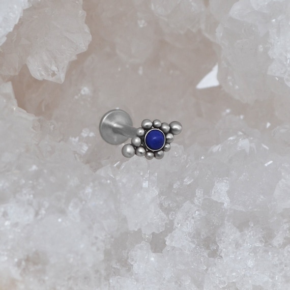 Titanium Medusa Labret Lapis Lazuli Lip Ring Lip Labret Jewelry Monroe Piercing Jewelry Philtrum Piercing Philtrum Labret Stud Etsy