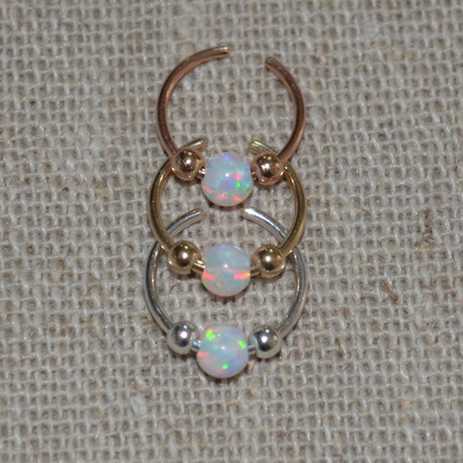 3mm Opal Septum Cuff - Silver Fake Septum Ring - Nose Cuff - Fake Helix ...