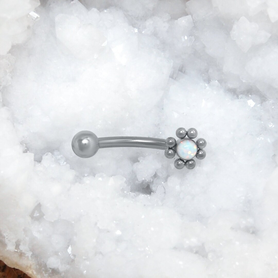 Eyebrow Curved Barbell - Eyebrow Piercing - Eyebrow Jewelry Opal - Rook ...
