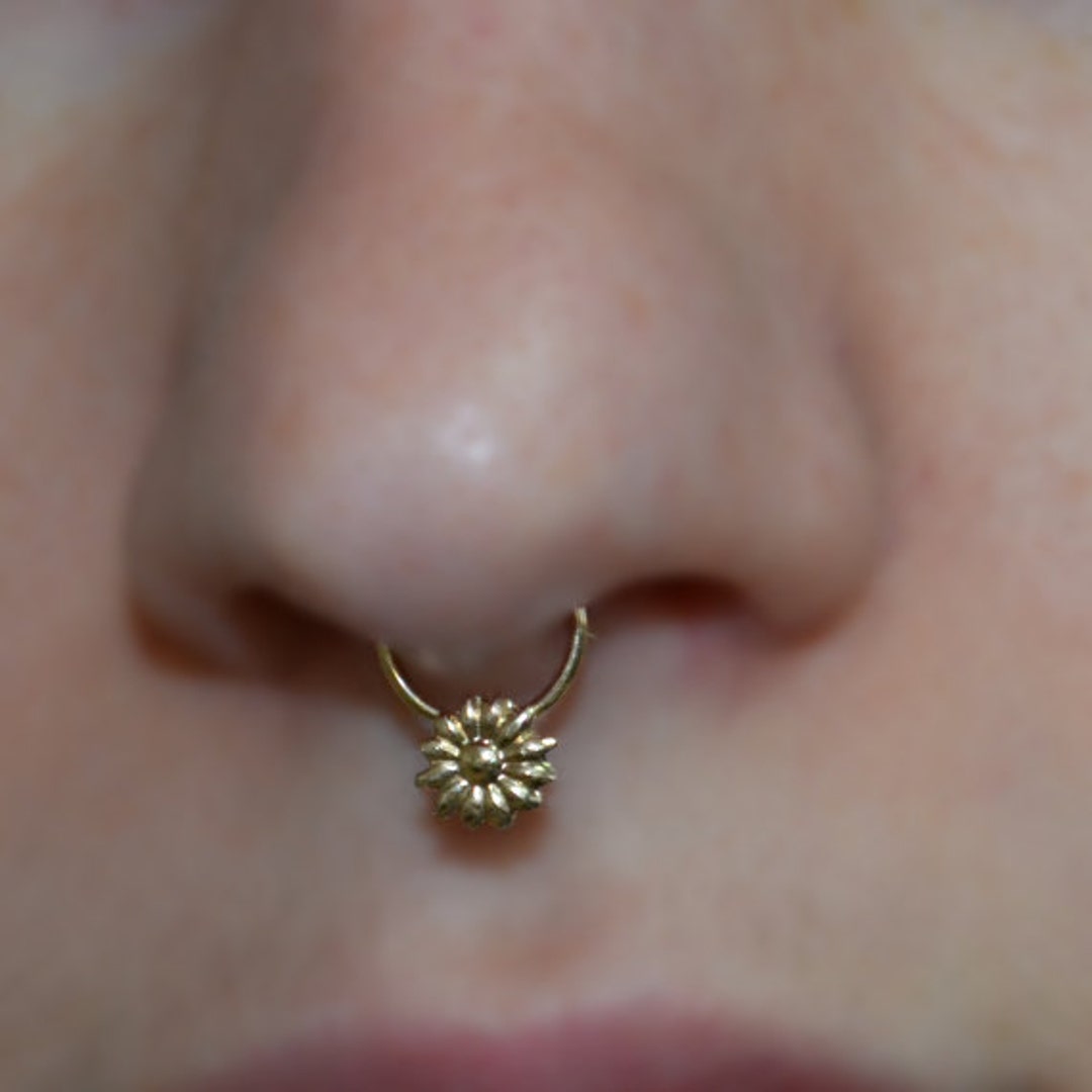 6mm Flower Septum Ring Gold Nose Ring Helix Earring Rook - Etsy