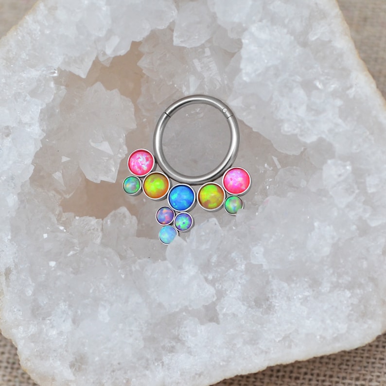 Septum Hoop Opal Septum Ring 16g Daith Jewelry Titanium - Etsy