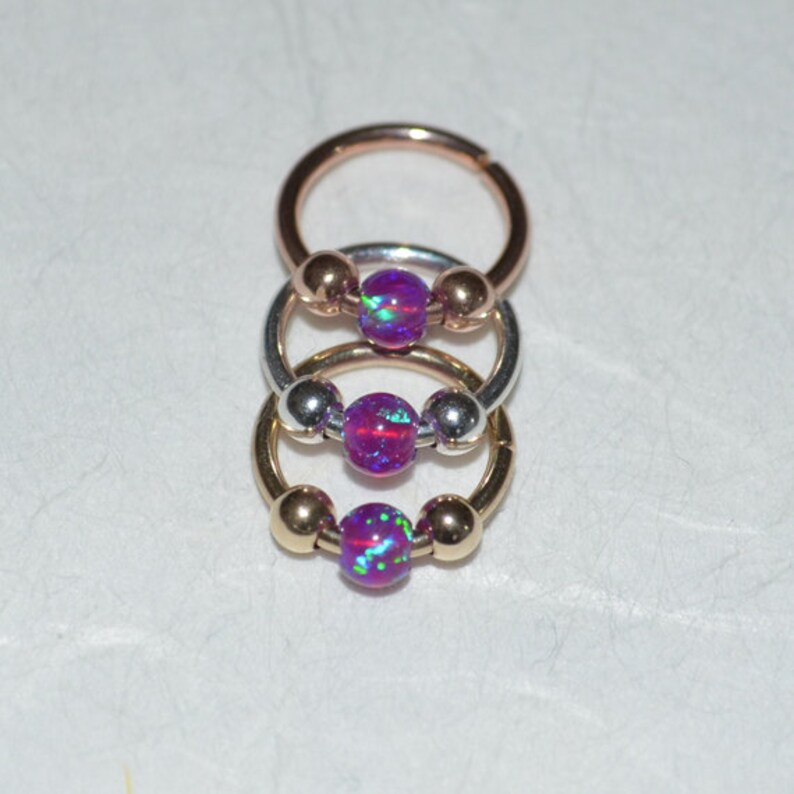 3mm Opal Septum Ring - Gold Septum Jewelry - Nose Ring - Tragus Earring ...