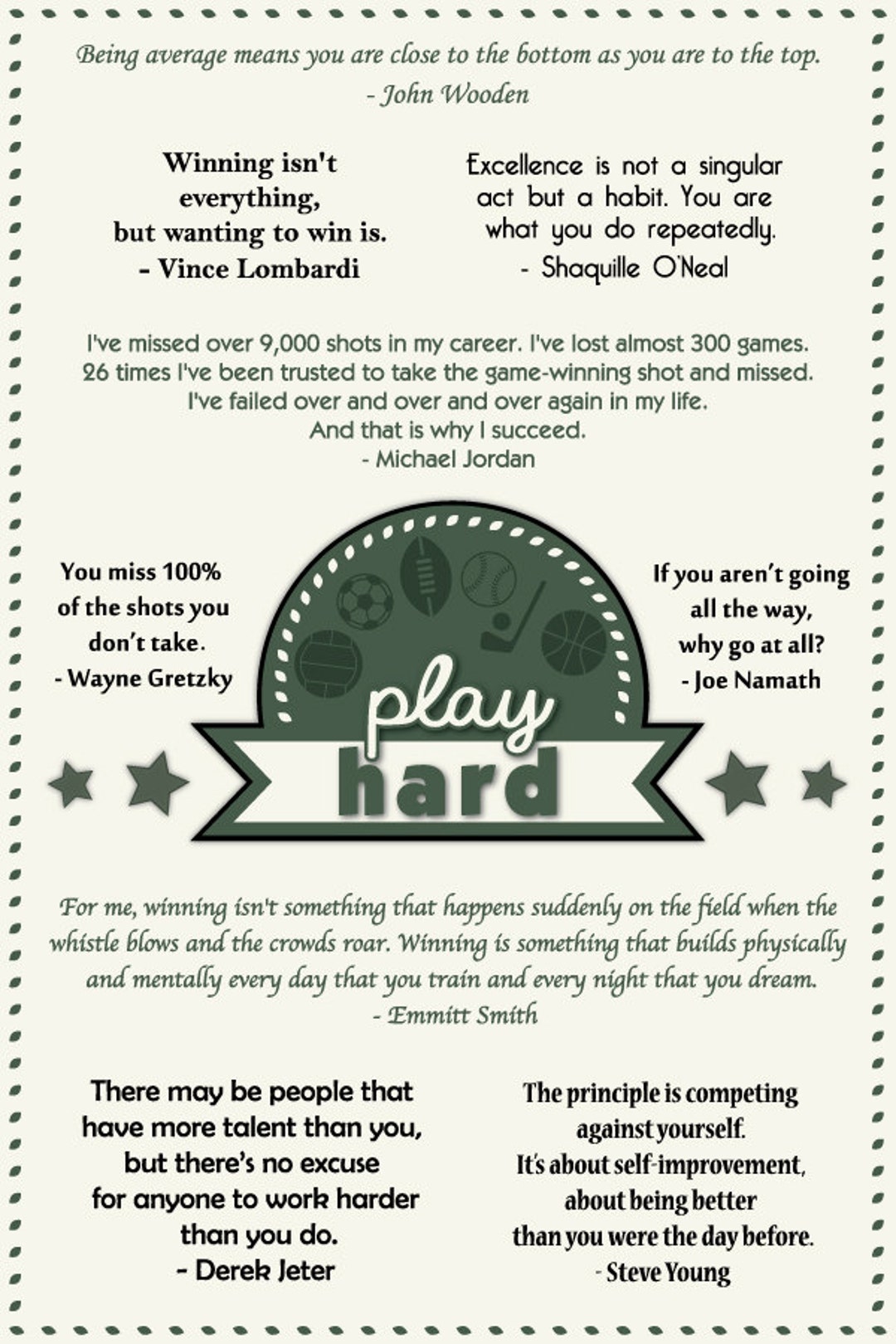 Play Hard - Athletes Quotes Collection Poster - Etsy