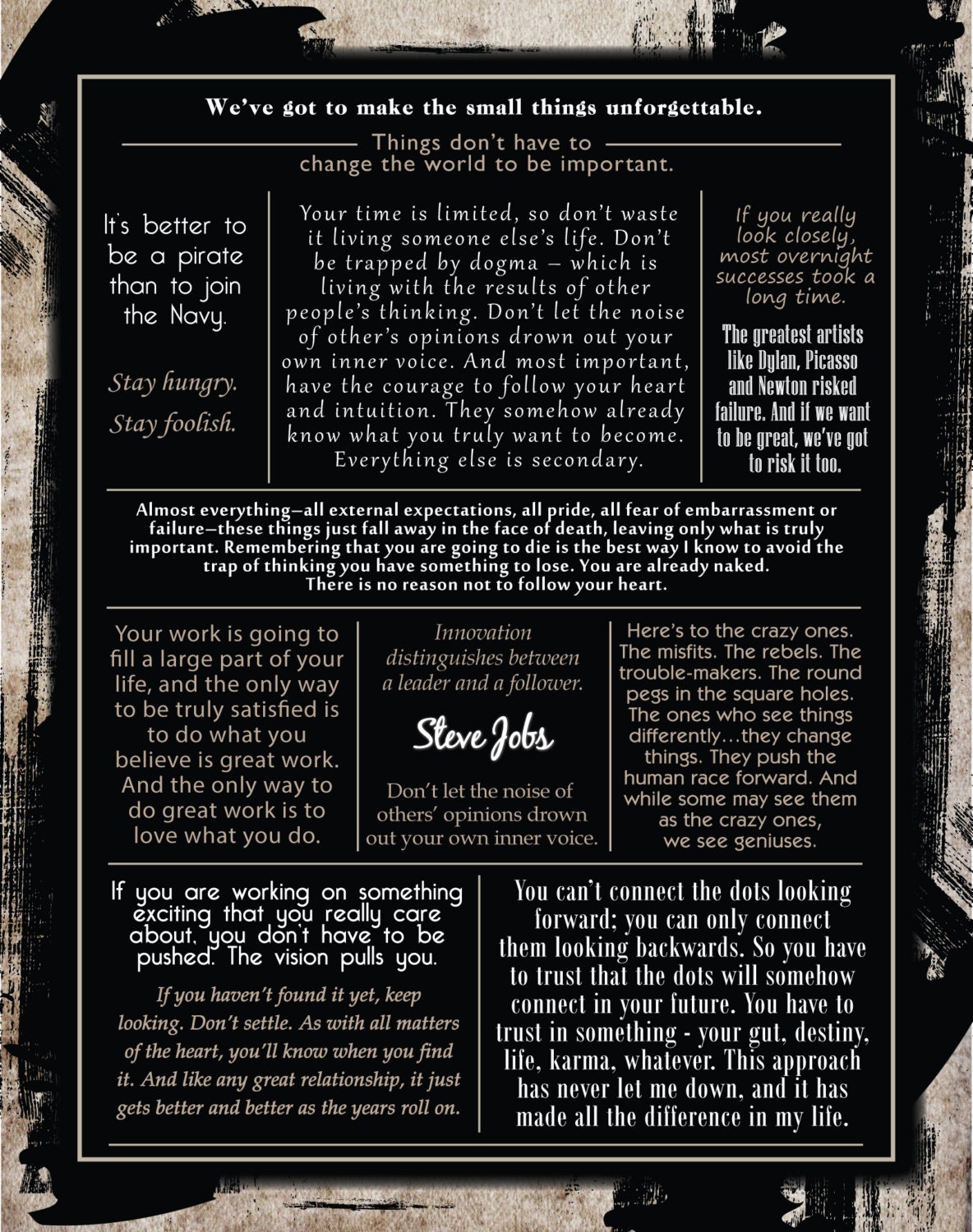 Steve Jobs Quote Collection Poster - Etsy