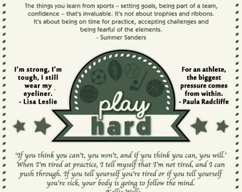 Play Hard Athletes Quotes Collection Poster - Etsy
