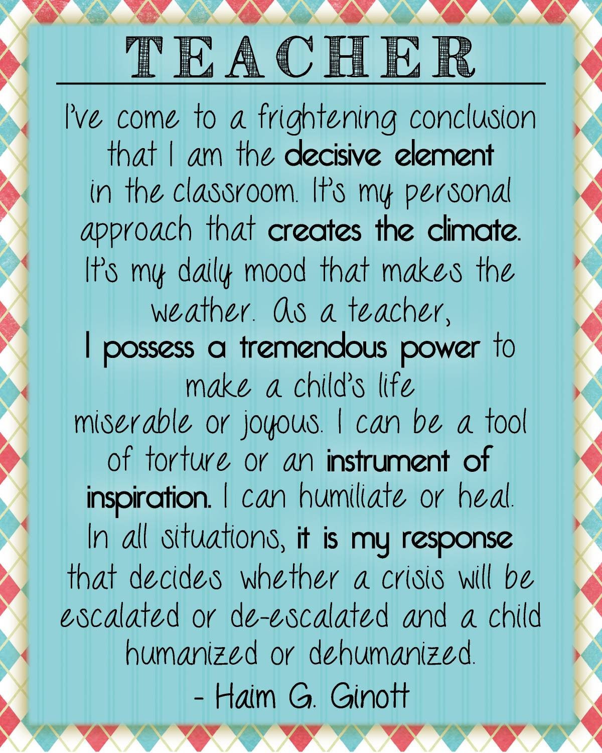 Teacher Quote Poster - Etsy