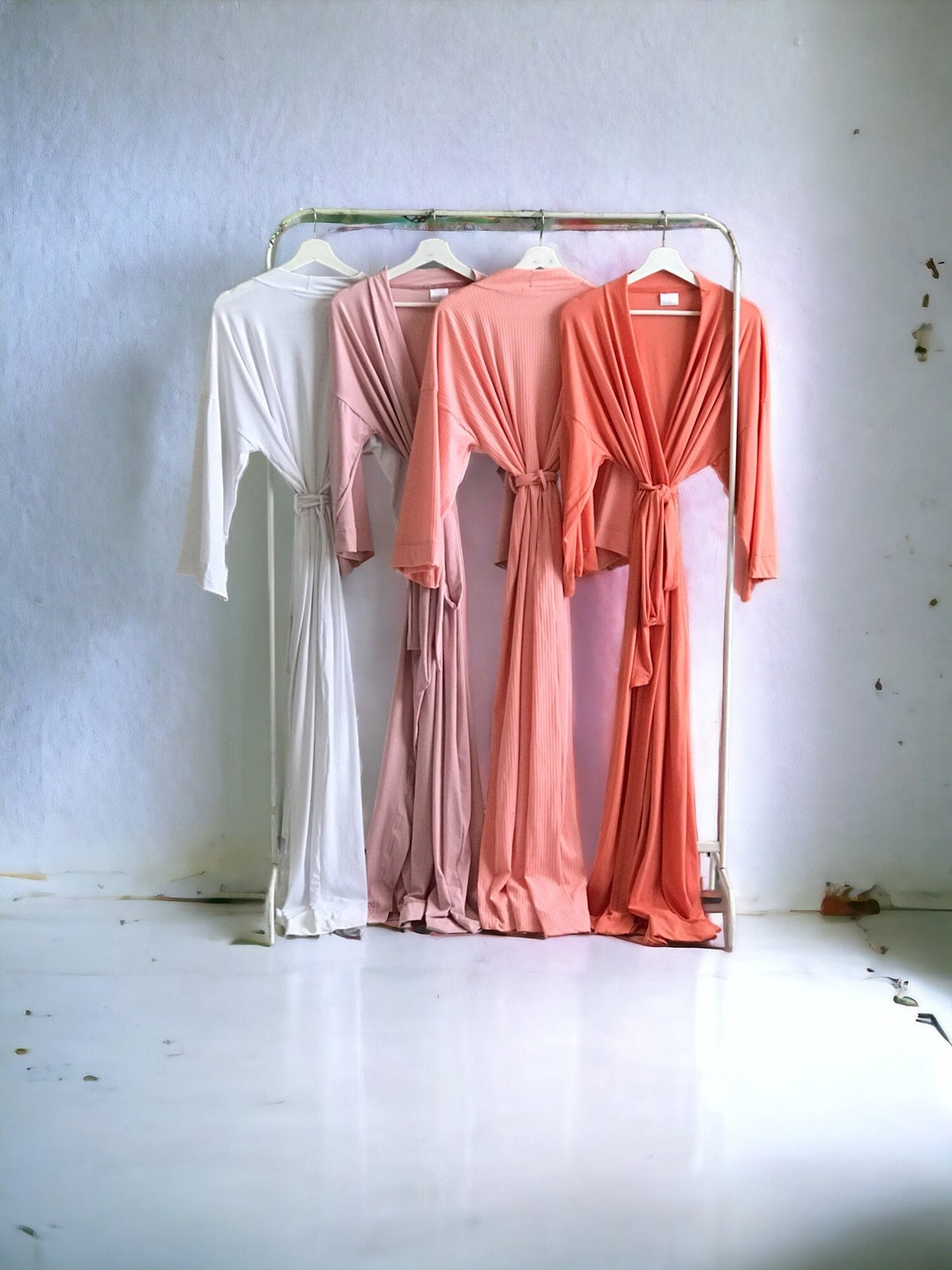 Elegant Bridesmaid Robes Personalized Very Long Robes in Soft Stretchy ...