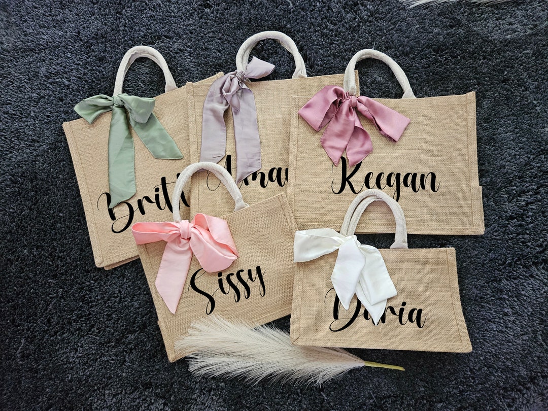 Bridesmaid Bags for Wedding Day Personalized Bridesmaid Proposal Burlap ...