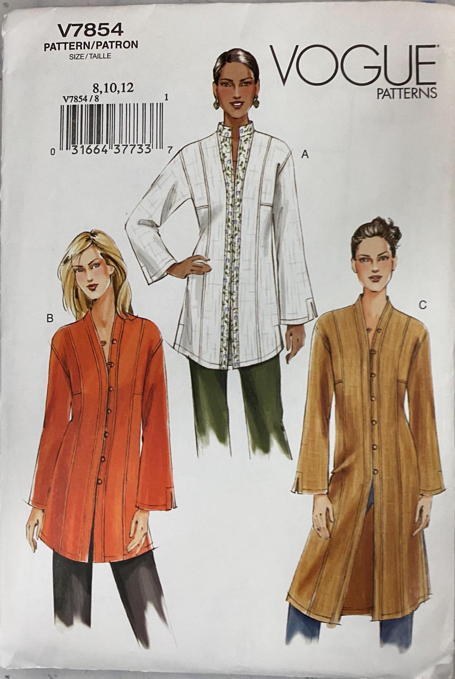 Vintage Vogue 7854 Sewing Pattern, A-line Tunic, Size 8-10-12, UNCUT - Etsy