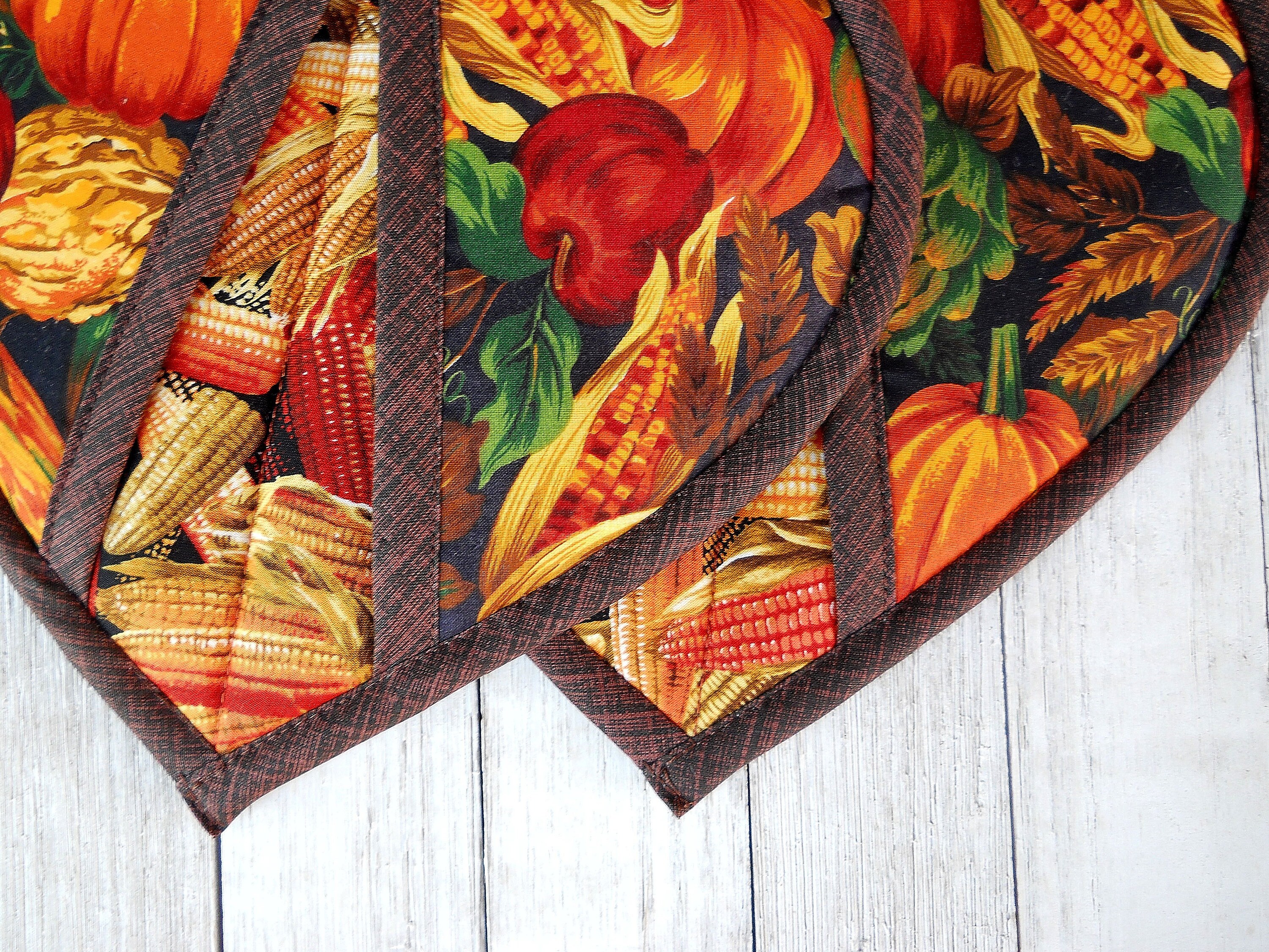 Handmade Potholder Trivets, Set of 2: Autumn Pumpkin, Fall Harvest Oven ...